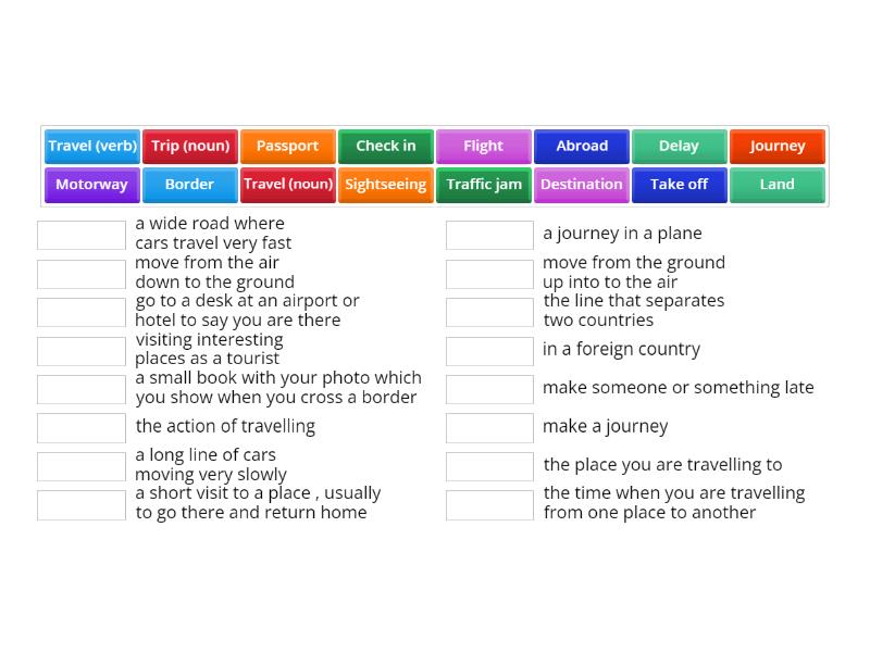 Travel Vocabulary U7 GE B1 - Match up