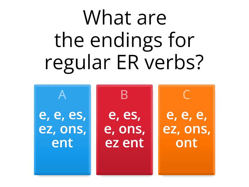 Le présent (regular er/ir/re verbs) - Quiz
