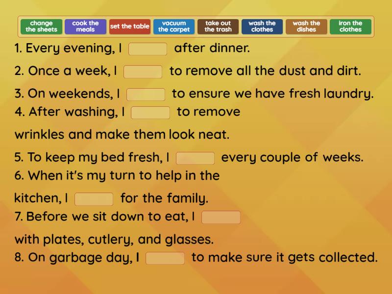 Exercise 1 chunking - Complete the sentence