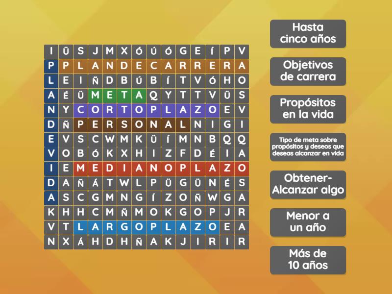 Metas - Sopa de letras