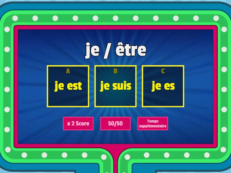 Le verbe être - je, tu, il, elle - ils,elles - Gameshow quiz