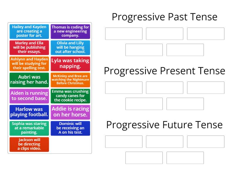 Progressive Verb Tense - Group sort
