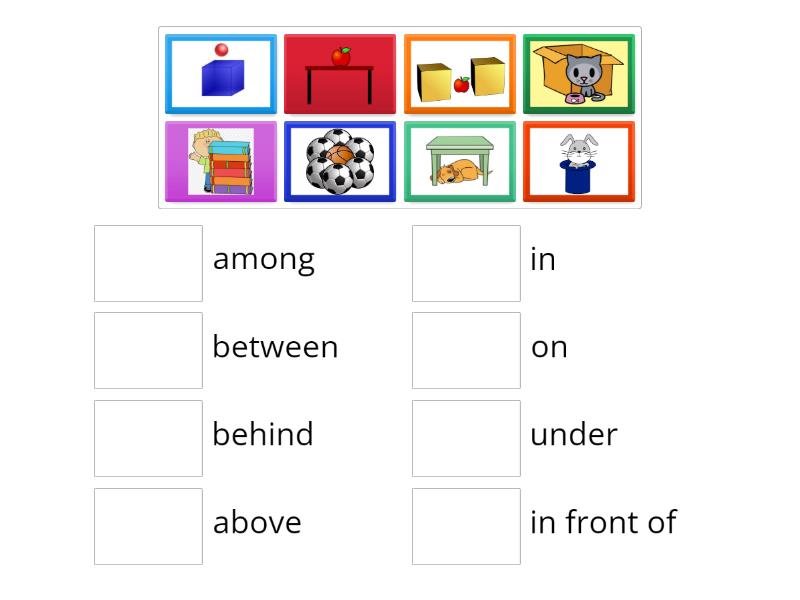 Match the preposition to the picture - Match up