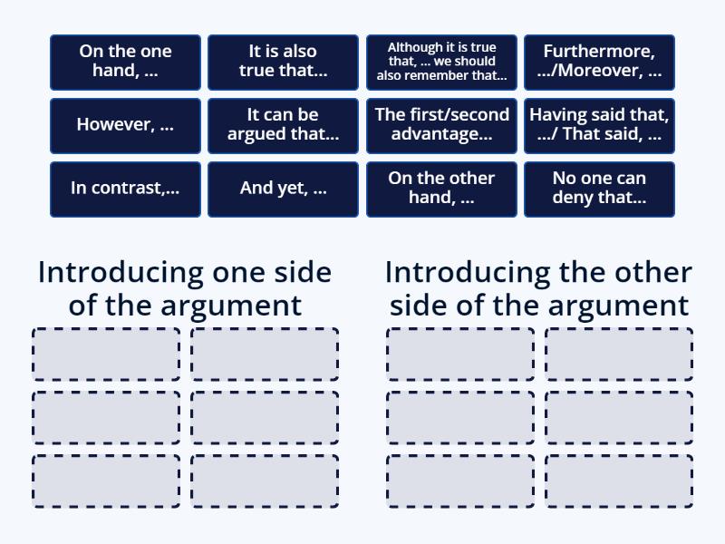 2H - Phrases introducing thye sides of the argument - Classificação em ...