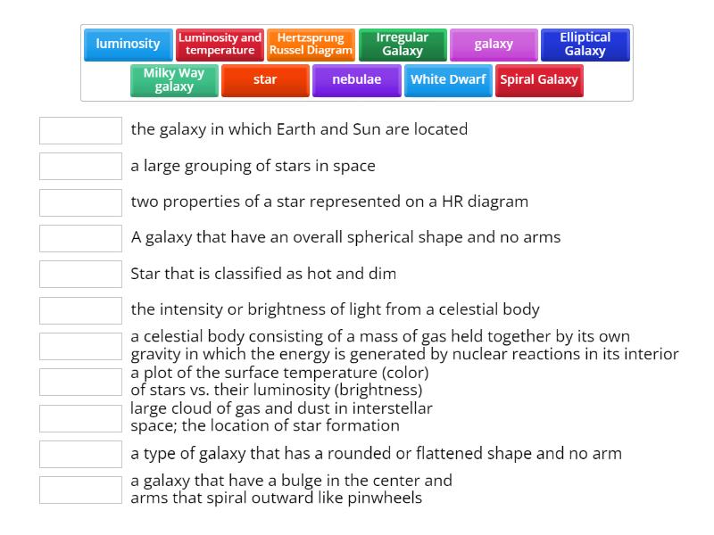 Components of the Universe 1 - Match up