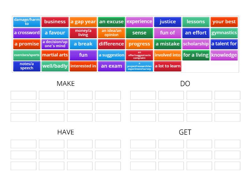 make/do/have/get - Group sort
