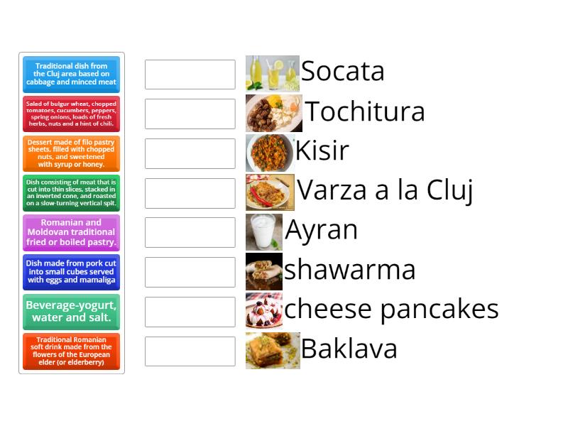 Traditional Food/ Project Two countries, two cultures, one heart - Match up