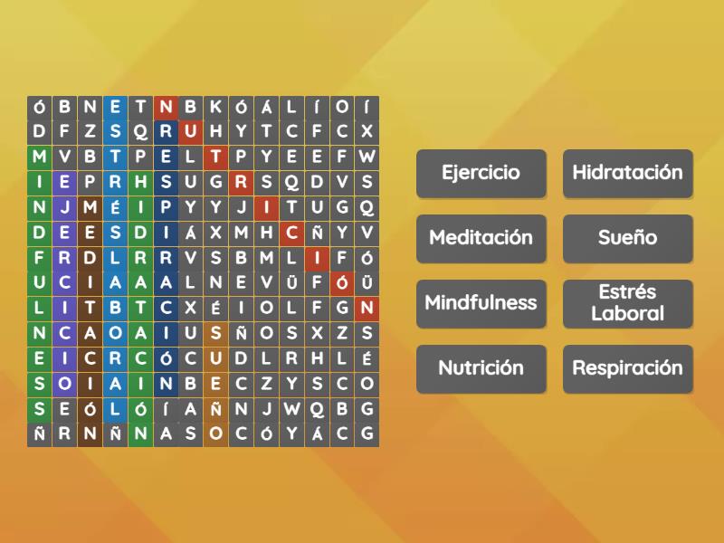 Estrés Laboral y Salud Física - Sopa de letras