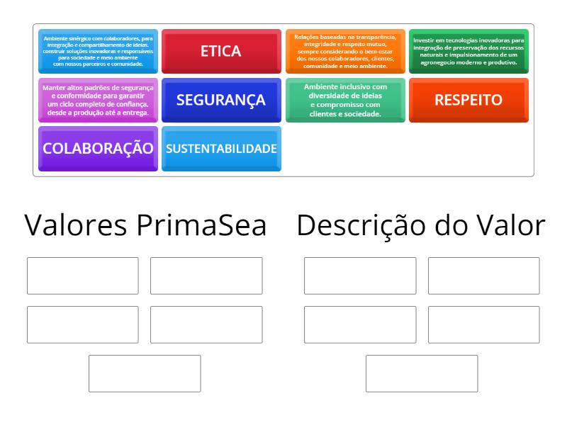 JOGO DOS VALORES PRIMASEA - Group sort
