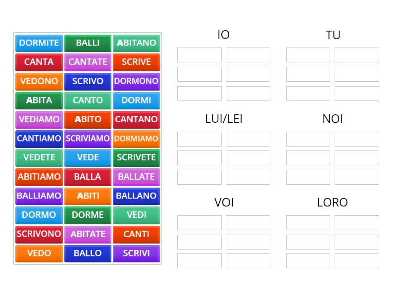 L2-10 Presente dei verbi regolari - Group sort