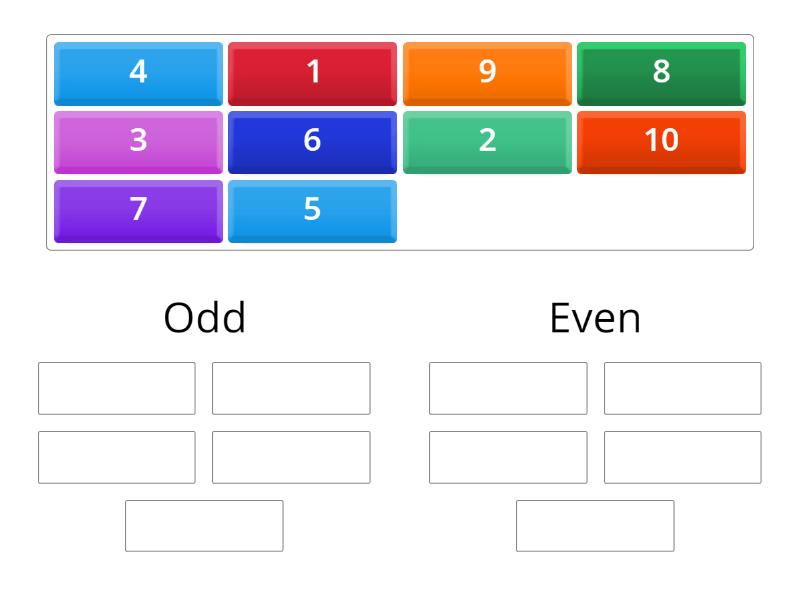 Odd and even numbers up to 10 - Group sort