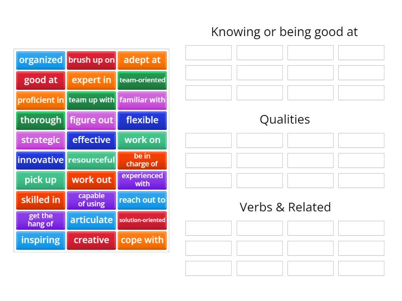 C.onversations - Hard and Soft Skills - Matching Categories - Group sort