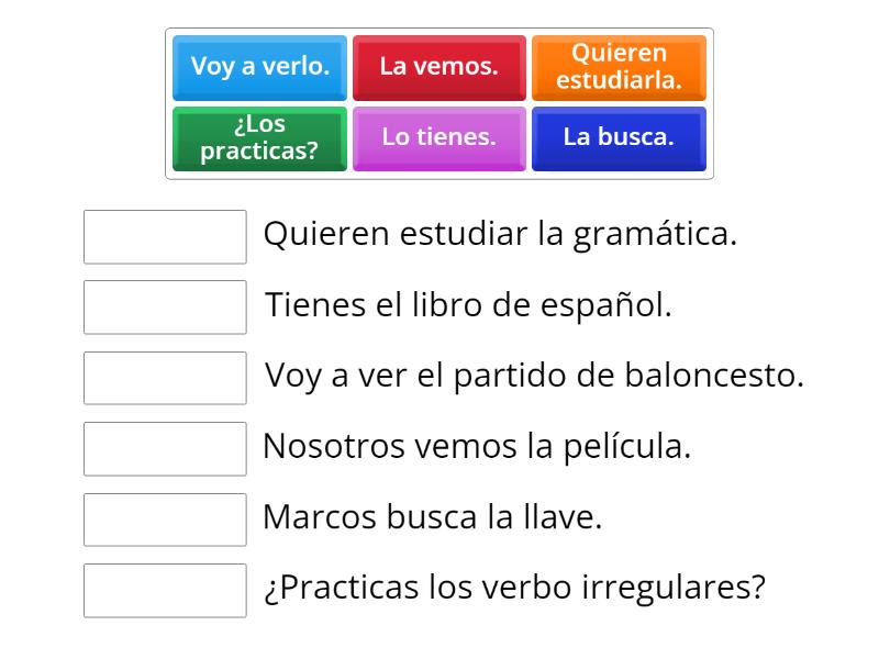 #2 Los Pronombres de Objetos Directos - Match up