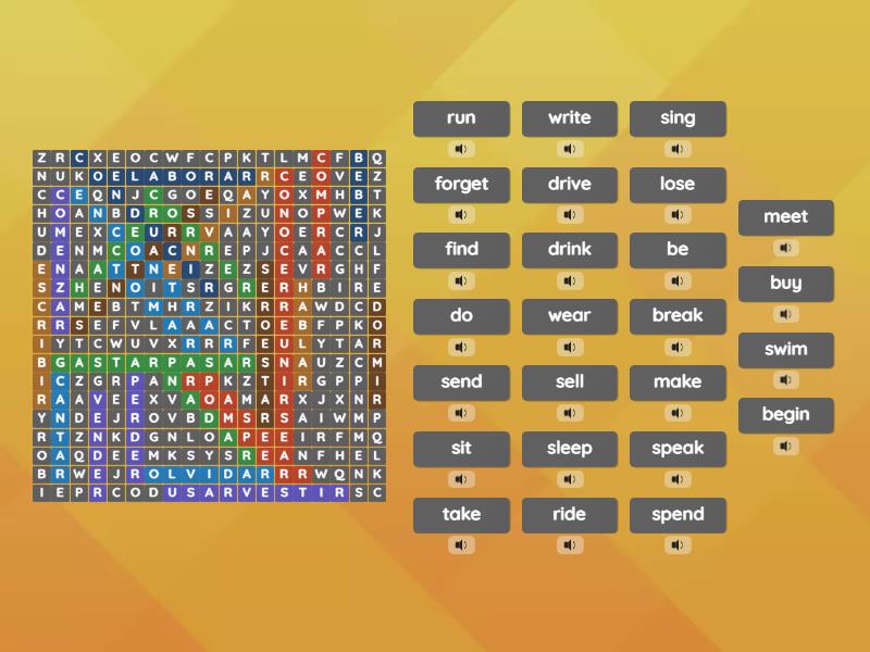 VERBS A1 - Wordsearch