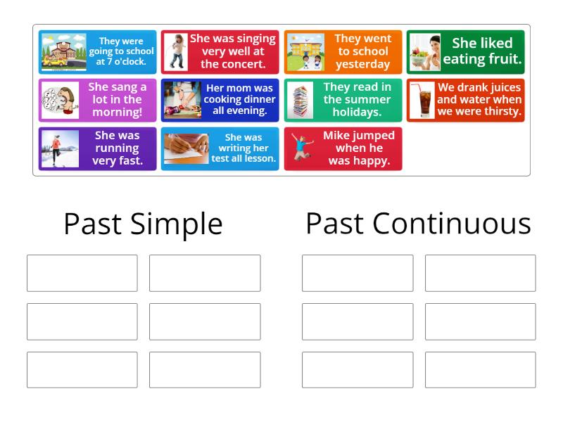 Past Simple - Past Continuous - Classificação em grupos