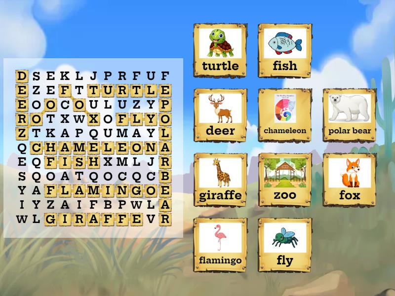 Word search - The Mixed-up Chameleon - part 1 - MEIE - Wordsearch