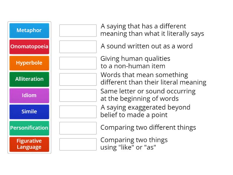 Figurative Language Terms - Match up