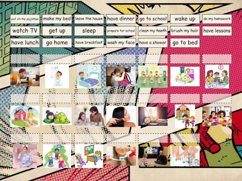 present simple routine - Match up