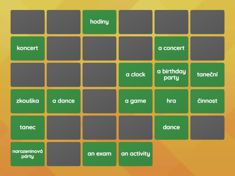 Pr1 Unit 4A vocabulary - Matching pairs