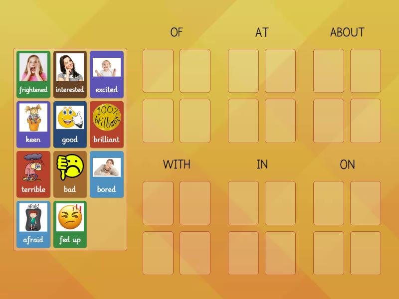 Adjectives + Prep Collocations - Unit 1 - Group sort