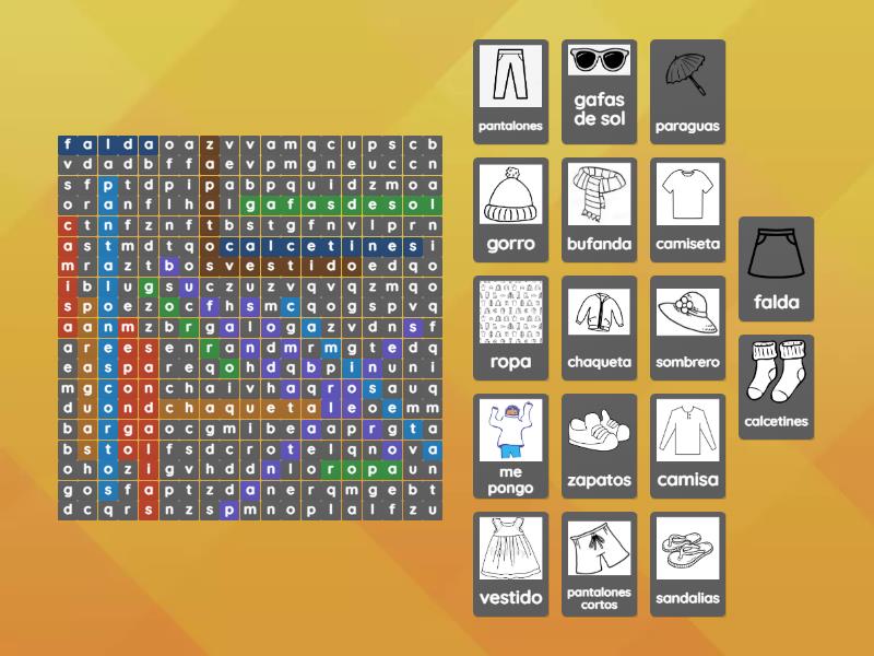 la ropa - Wordsearch