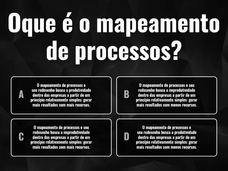 Questionário sobre mapeamento de processos - Cuestionario