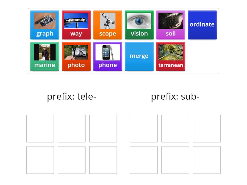 Year 3 tele- and sub- prefixes - Group sort