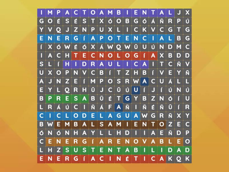 ENERGÍA HIDROELÉCTRICA - Sopa de letras