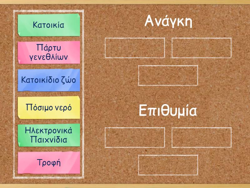 Ποιες είναι ανάγκες και ποιες επιθυμίες; - Group sort