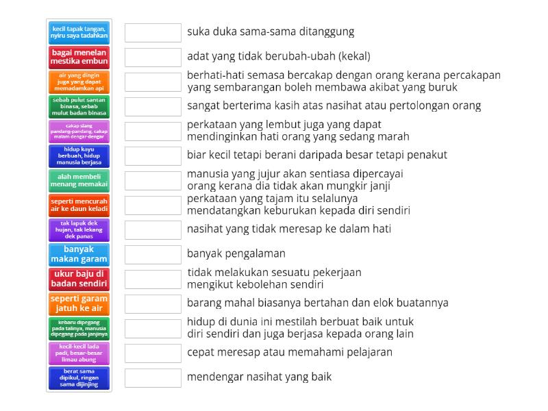 Ulang Kaji Peribahasa Men 1 - Match up