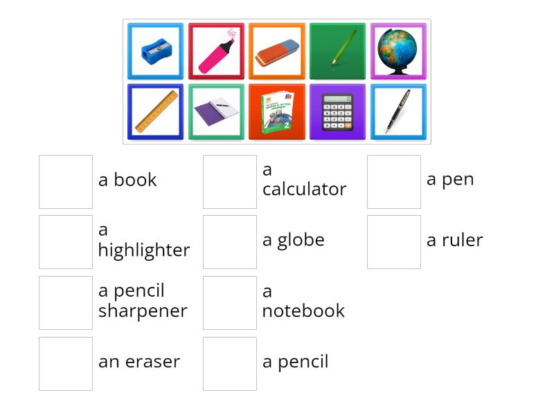 school items - Une las parejas