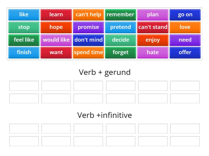 Pre-intermediate 7A 7B - gerund or infinitive? - Group sort