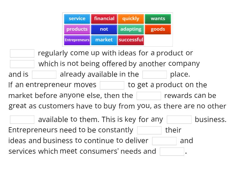 Gaps in the Market - Complete the sentence