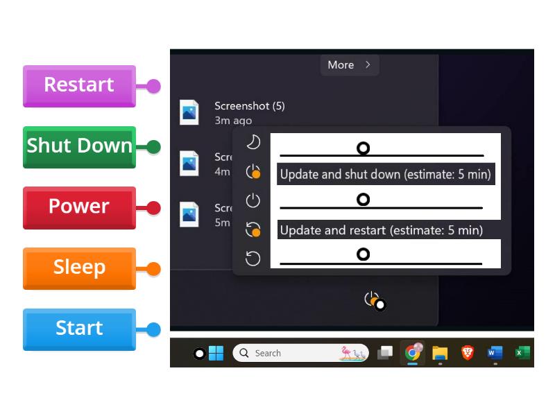 77-Windows 11 Shut Down - Labelled diagram