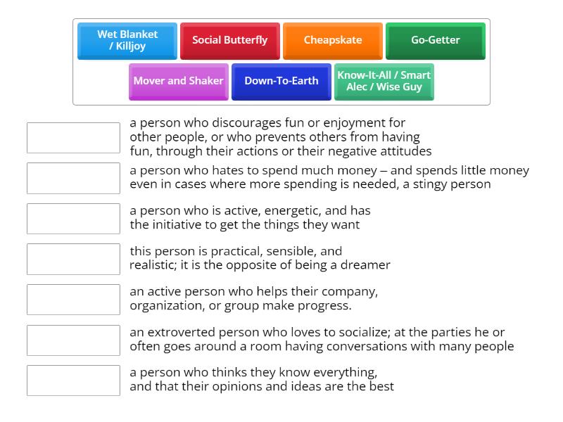 Character and personality types - Match up