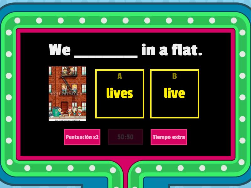 Simple Present - aff, neg, int - Gameshow quiz