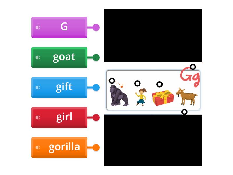 5.OP1- Gg (gift, girl, gorilla, goat). Choose and Match - Labelled diagram