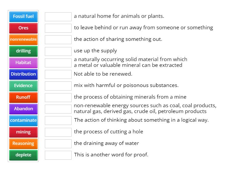 Vocabulary - Match up
