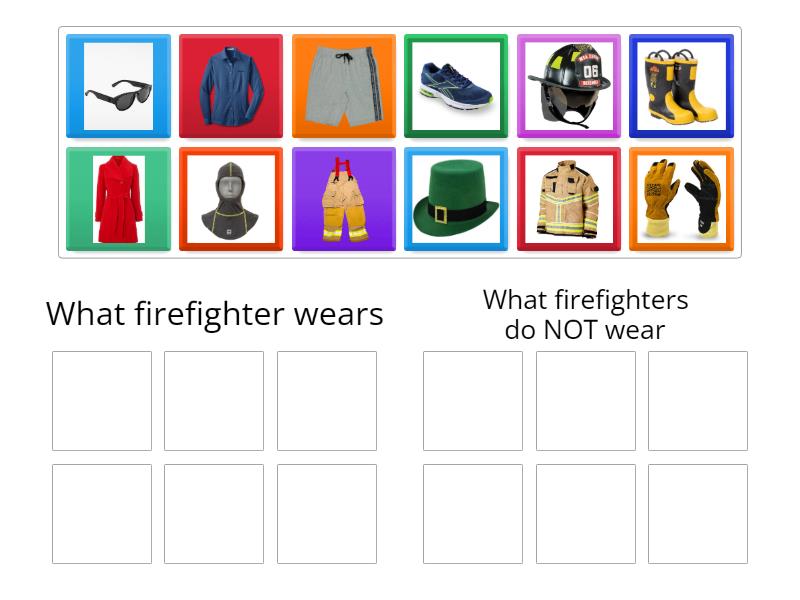 Sorting what firefighter wears - Group sort