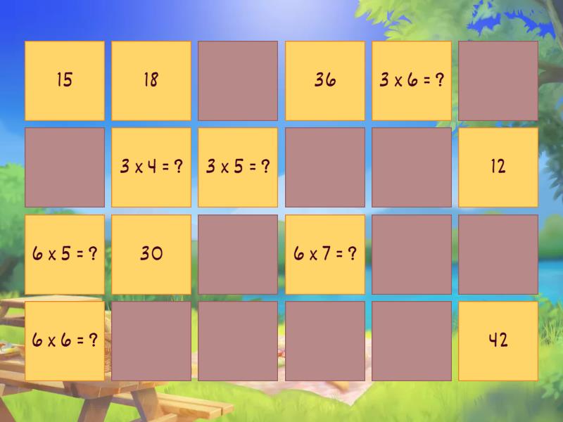 Times Tables - 3 & 6 - Matching pairs