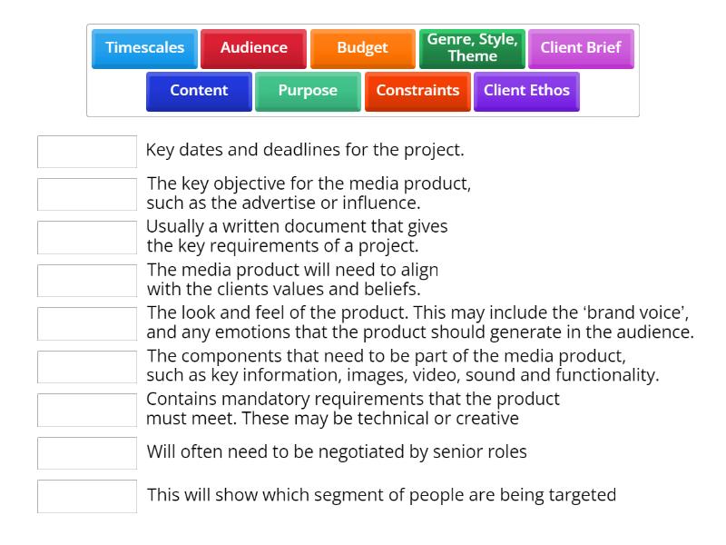 Media Client Brief and Requirements - Match up