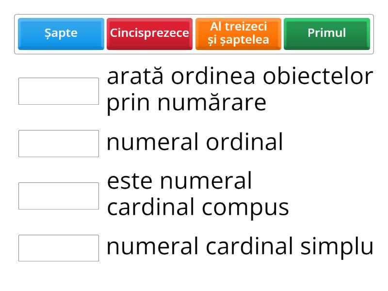 Numeralul cardinal si ordinal - Match up