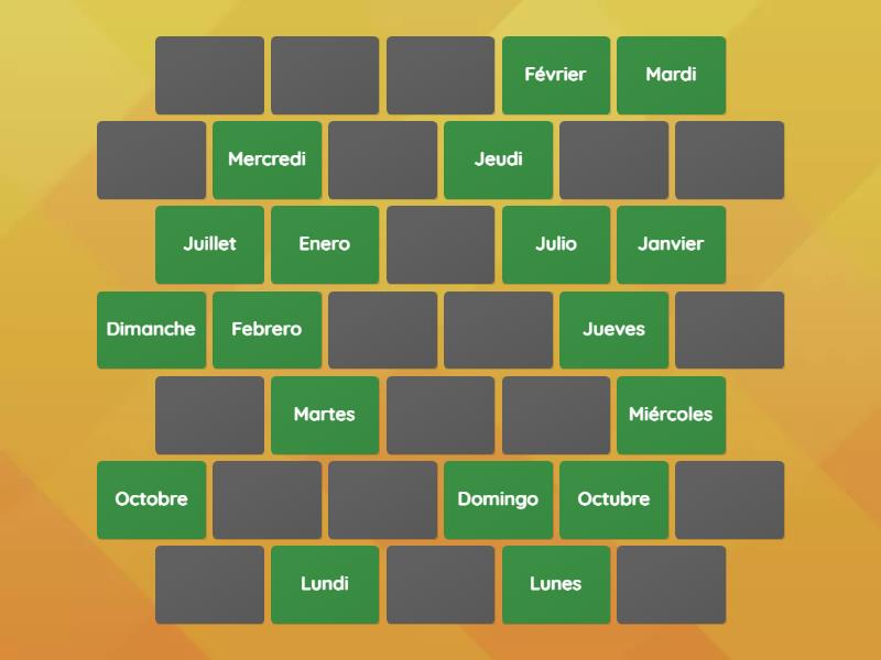 meses y dias de la semana - Parejas