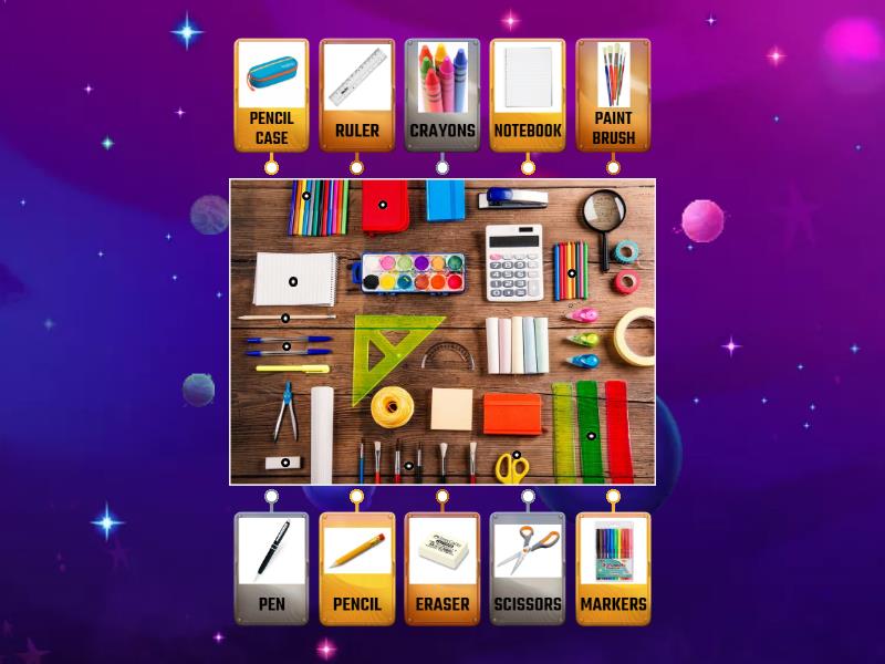 SCHOOL SUPPLIES - Matching game - Labelled diagram