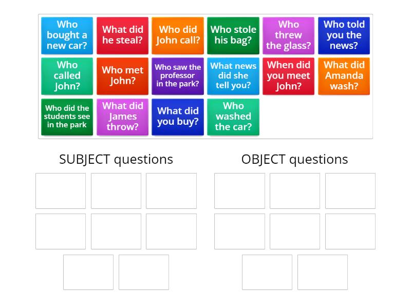 Subject And Object Questions Group Sort