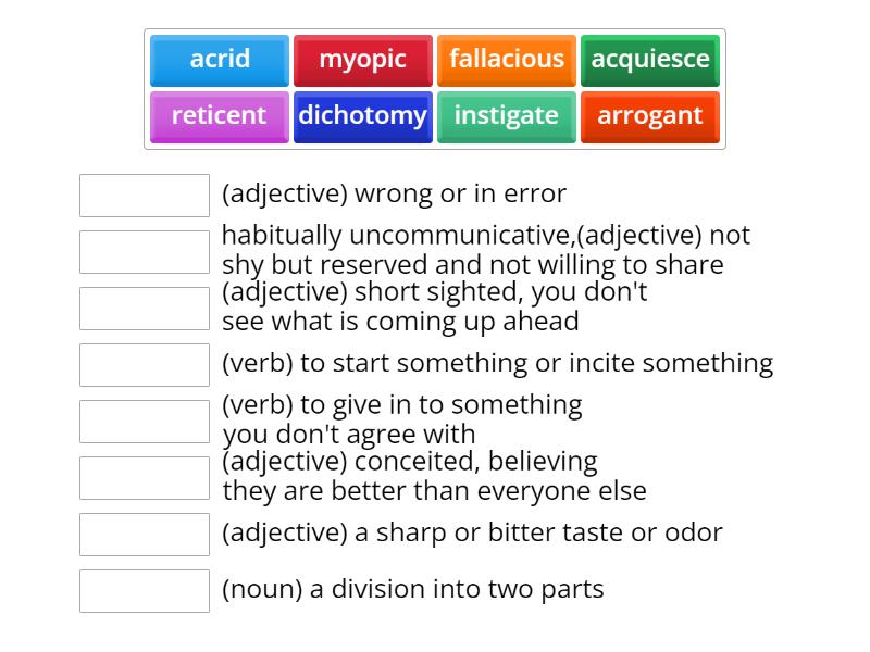 Unit 45 Vocabulary - Match up