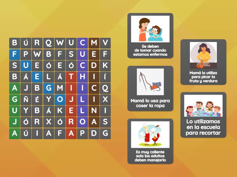 De Objetos Peligrosos Para Los Niños Prevención De Accidentes Sopa De Letras 