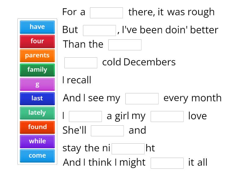 Listening- Benson Boone - Beautiful Things - Complete the sentence