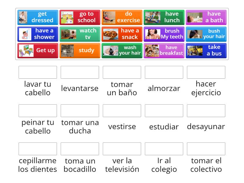 Rutina diaria - Une las parejas
