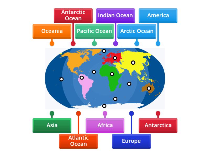 Review of The Six Continents and Five Oceans 1B - Labelled diagram